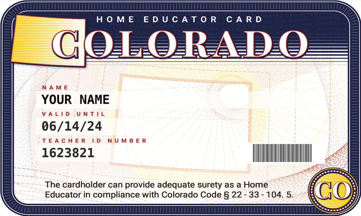 CO Homeschool Teacher ID Card