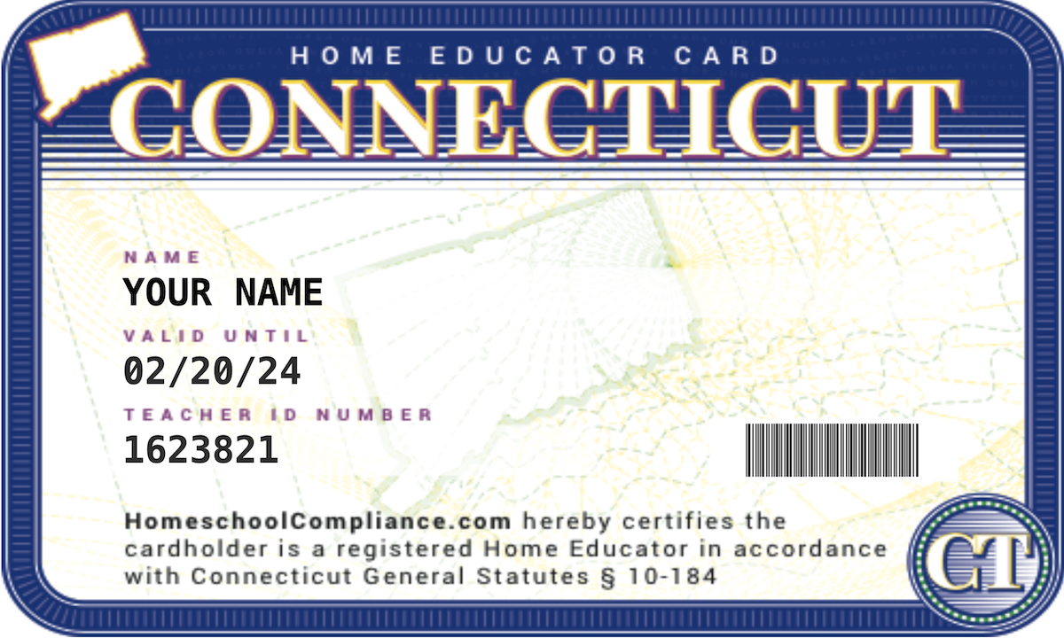 CT Homeschool Teacher ID Card