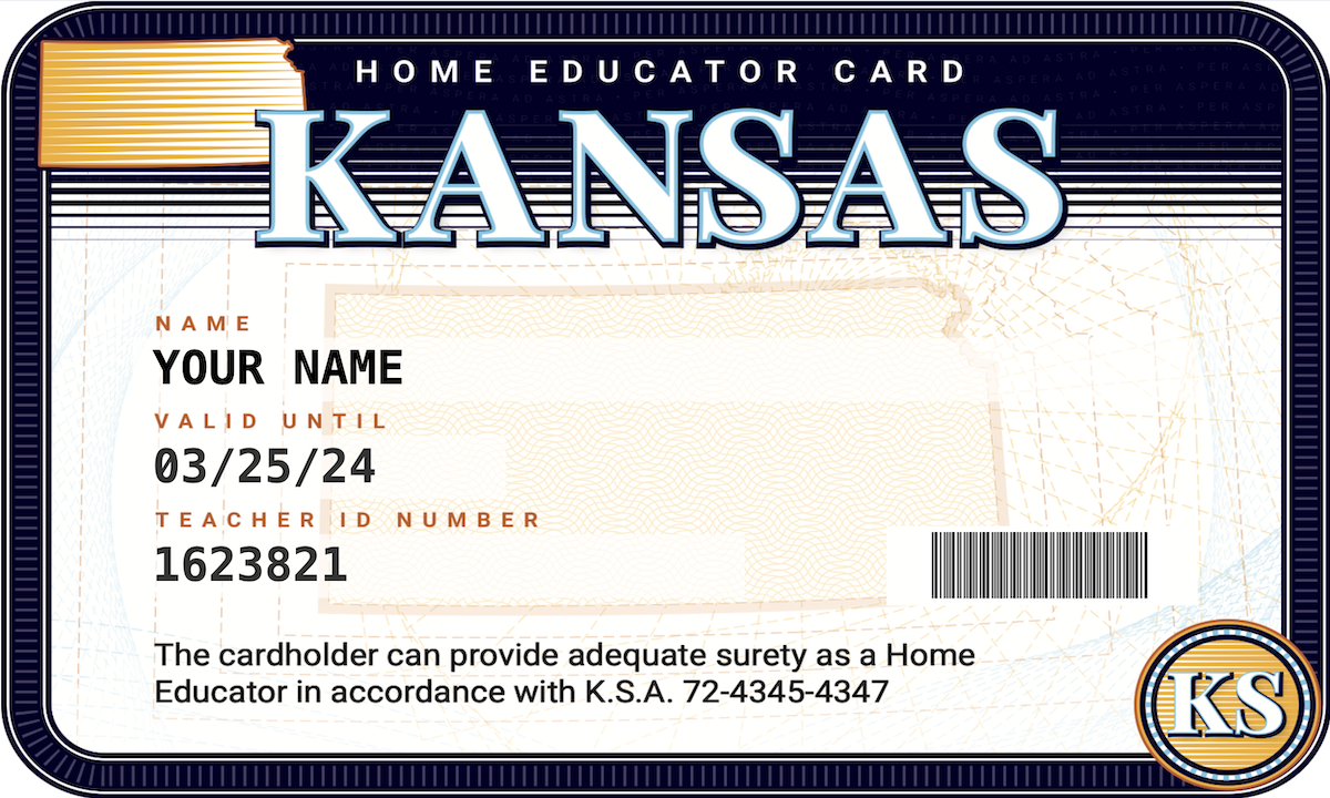 KS Homeschool Teacher ID Card