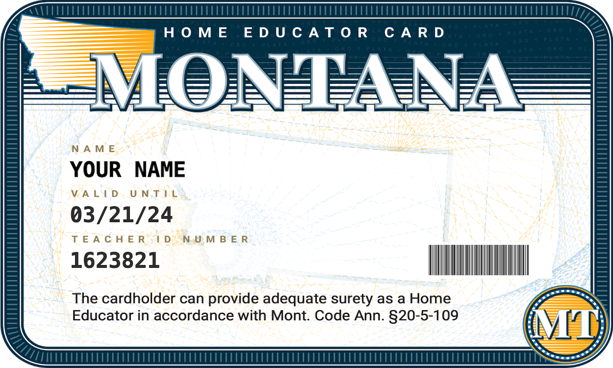 Montana Homeschool Teacher ID Card - Get MT Educator Discounts