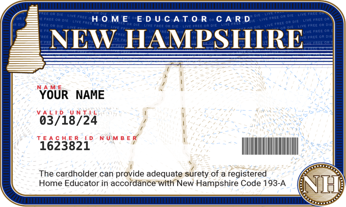 New Hampshire Homeschool Teacher ID Card - Get NH Educator Discounts