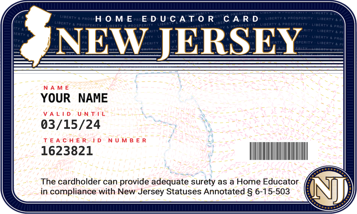 NJ Homeschool Teacher ID Card