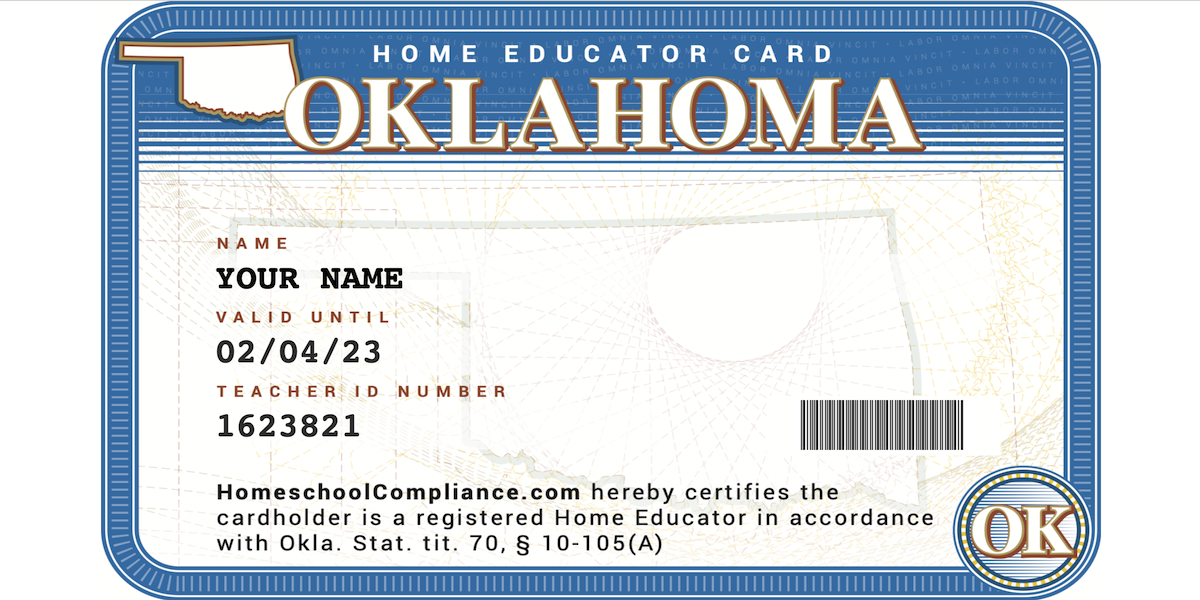 OK Homeschool Teacher ID Card