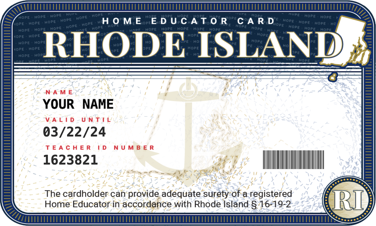 Rhode Island Homeschool Teacher ID Card - Get RI Educator Discounts