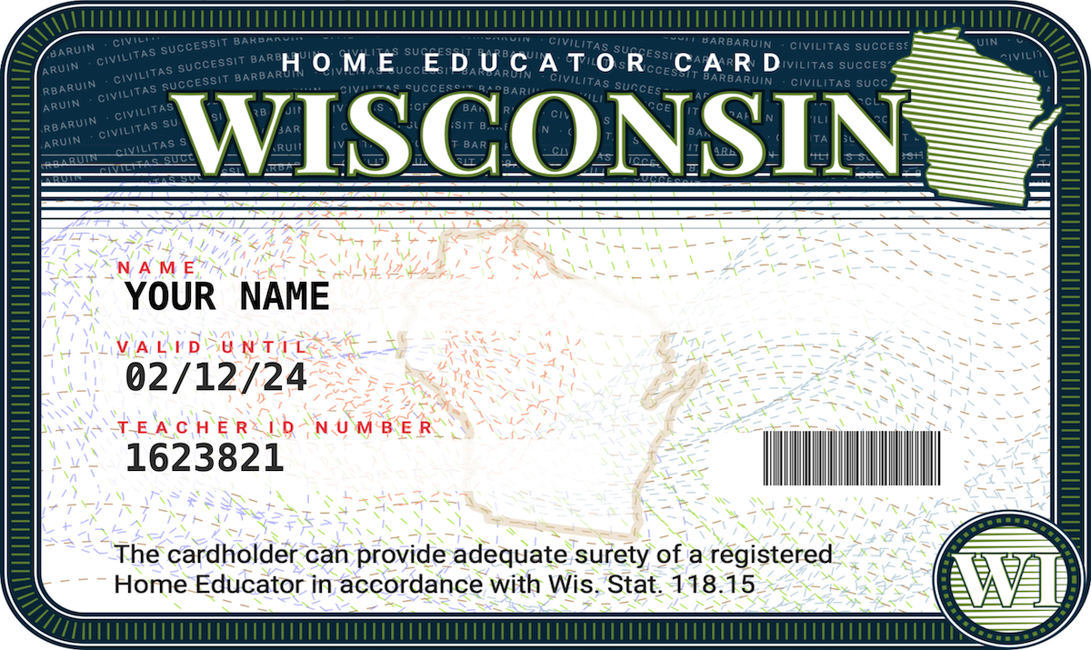 WI Homeschool Teacher ID Card